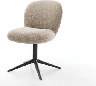 DELIFE Drehstuhl Nube-Flex Boucl&eacute; Schlamm Fu&szlig;kreuz Schwarz 360&deg; drehbar Wippfunktion Taschenfederkern, Esszimmerst&uuml;hle