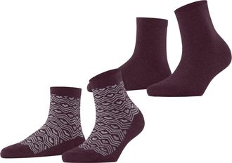 Esprit Damen Socken Heart Pattern Multipack W Sso Baumwolle gemustert 2 Paar, Rot Shadow Red 0030, 35-38