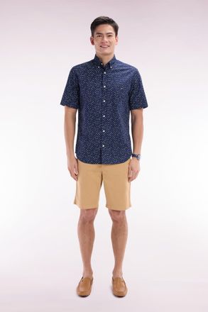 Eden Park Bermuda Chino En Coton Stretch Camel Coupe Droite