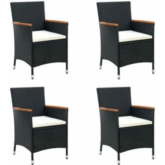 vidaXL The Living Store Garten-Essst&uuml;hle 4 Stk. Poly Rattan Schwarz - Gartenst&uuml;hle - Polyrattan M&ouml;bel - Outdoor M&ouml;bel - Esstische - Terrassenm&ouml;bel