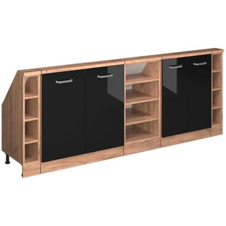 Vicco Ensembles de meuble de rangement sous pente Rion, Noir brillant/Ch&ecirc;ne dor&eacute;, Lot de 5, Vicco