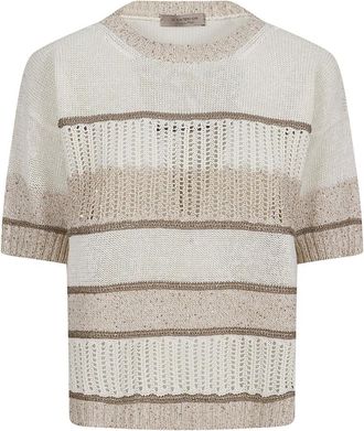 D.exterior Femme, Pulls, Blanc, Taille: 42 FR MC Rigata e Traforata