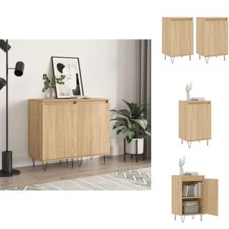 vidaXL Sideboards 2 Stk. Sonoma-Eiche 40x35x70 cm Holzwerkstoff - Sideboard - Wohnzimmerm&ouml;bel - Eichefarben - Holzm&ouml;bel - Regal