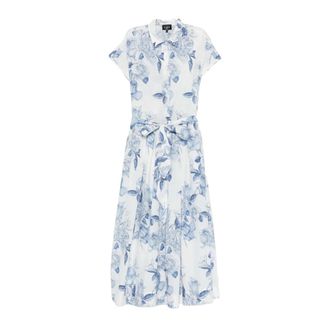 Lavi Lavi, Femme, Robes, Blanc, Taille: 40 FR Bellell Floral-Print Tied-Waist Midi Dress