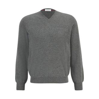 Ferragamo Homme, Pulls, Gris, Taille: L Pull en laine vierge à col en V