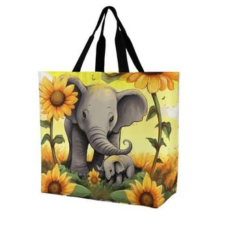 Generic M&egrave;re &Eacute;l&eacute;phant Tournesols Sac Fourre Tout L&eacute;ger Sacs D&eacute;contract&eacute; Sac Fourre-Tout Pour Voyage Gym Quotidienne