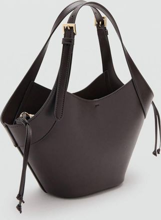 Mango Sac &agrave; main &agrave; double anse avec boucles chocolat - Femme - Taille unique - MANGO