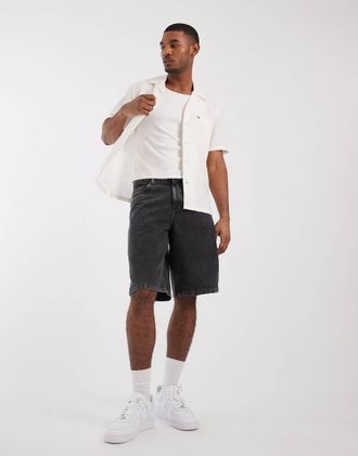 Tommy Jeans Chemise en lin &agrave; manches courtes - Blanc