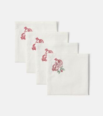 Les-Ottomans Besticktes Set aus Servietten aus Leinen