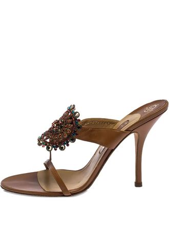 Gina sandales à ornements de perles 110 mm - Marron