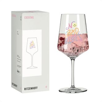 Ritzenhoff 8142001 Cocktailglas 500 ml, Serie Spr&uuml;che - mit farbenfrohem Schriftzug No bad vibes - Made in Germany