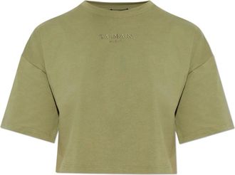Balmain Femme, Tops, Vert, Taille: 40 FR T-shirt avec logo brod&eacute;