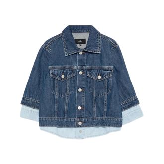 7 For All Mankind Femme, Vestes, Bleu, Taille: 38 FR Double Layer Trucker