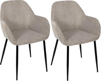 Altobuy Amory - Lot de 2 fauteuils de Table en Velours c&ocirc;tel&eacute; Coloris Taupe