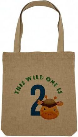 Fabulous Sac Shopping Tote Bag Aspect Lin - This Wild One is 2 Celebration Birthday Party Gift Safari Animals - Sac de Courses Toile Epaisse 360g Beige Naturel
