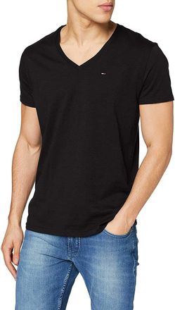 Tommy Jeans Herren Tjm Original Jersey V Neck Tee Dm0dm04410 Kurzarm Strickoberteile, Schwarz (Tommy Black), XL EU