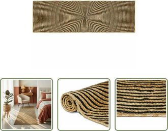 vidaXL Jute - Teppich Nat&uuml;rlich und Schwarz 80 x 250 cm Jute