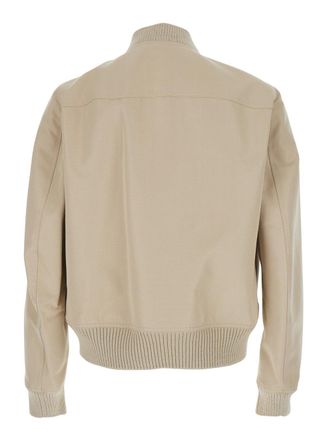 Rick Owens Mens Bomber Jacket Heizer Flight Beige Cotton Blend Coat