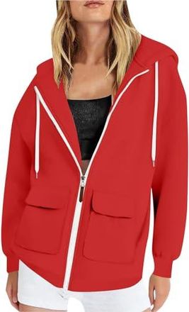 Generic Vestes pour femmes, veste polaire &agrave; capuche grande taille pour fermeture &eacute;clair, v&ecirc;tements dext&eacute;rieur d&eacute;contract&eacute;s, confortables, doux et chauds, v&ecirc;te