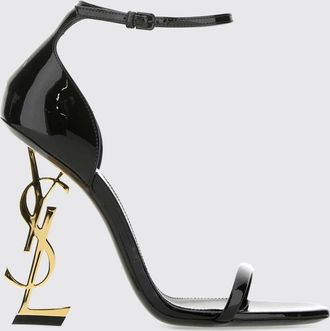 Saint Laurent Sandales Opyum en cuir verni &agrave; talon monogramme