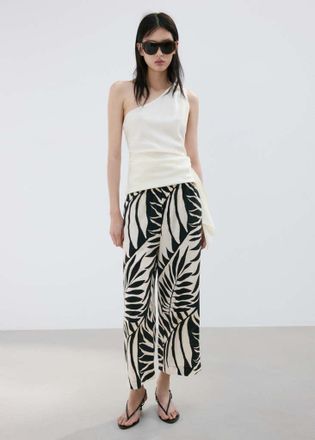 Mango Pantalon imprim&eacute; tropical &eacute;cru - Femme - XXS - MANGO