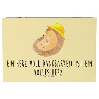 Mr. & Mrs. Panda 22 x 15 cm Holzkiste Herz Dankbarkeit Erntedankfest - Geschenk, Freude, Geschenkdose, Zufriedenheit, Thanksgiving, Erntedankfest