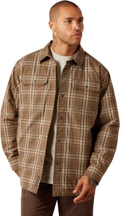 Ariat Mens Rebar Flannel Insulated Shirt Jacket Long Sleeve in Canteen, Size 2X-Large, by Ariat