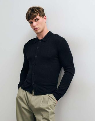 Abercrombie & Fitch gilet en maille &agrave; col noir