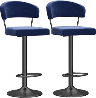 Generic H&ouml;henverstellbare Barhocker, drehbare hohe K&uuml;chen- und Esszimmerst&uuml;hle mit R&uuml;ckenlehne, Samt-Hocker, geeignet f&uuml;r K&uuml;cheninseln