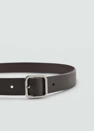 Mango Ceinture en cuir fermeture m&eacute;tallique chocolat - Homme - 100 - MANGO MAN