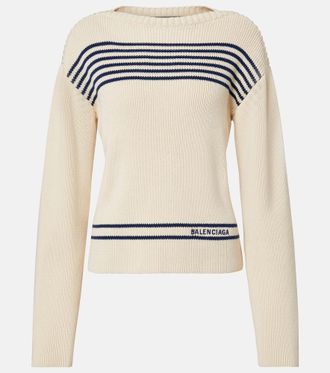 Balenciaga Pull en coton &agrave; rayures