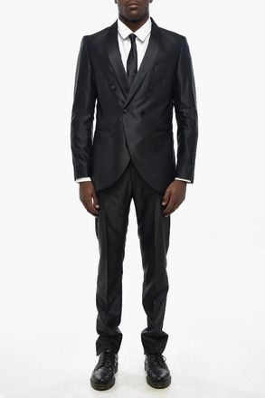 Corneliani CC COLLECTION Zweireiher aus Satin mit Schalkragen Corneliani