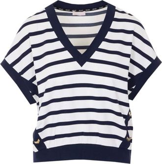 Liu Jo Femme, Pulls, Blanc, Taille: 40 FR V-neck Tricots