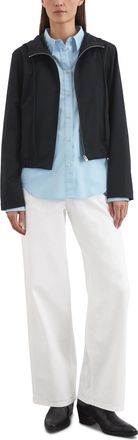 Marc O'Polo Damen &Uuml;bergangsjacke mit Kapuze mit Stretch-Anteil, Blau (Deep Night Blue), 36