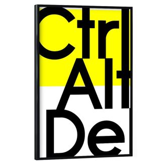 artboxONE Poster mit schwarzem Rahmen 30x20 cm Typografie CTRL + ALT - Bild Typografie gelb Humor