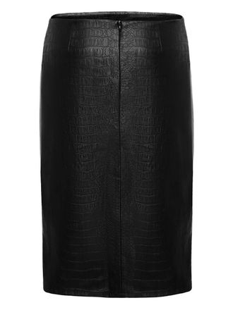 Lika jupe mi-longue à effet peau de crocodile - Noir
