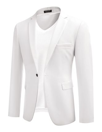 Coofandy Herren Modern/Tailliert Blazer, Weiss/opulenter Garten, L