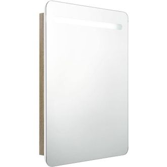 vidaXL LED-Bad-Spiegelschrank Wei&szlig; und Eichen-Optik 60x11x80 cm - Vidaxl