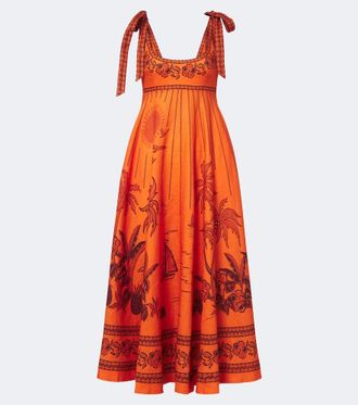 Alemais Al&eacute;mais Robe midi Boathouse en lin &agrave; imprim&eacute;