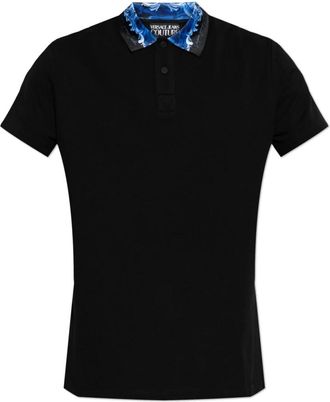 Versace Jeans Couture Homme, Tops, Noir, Taille: XL Polo Imprim&eacute; en Piqu&eacute; de Coton
