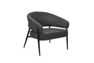 Byliving Sessel John/Webstoff dunkelgrau/Gestell Metall schwarz/Polstersessel/Lounge Chair/Armlehnsessel/B 75, H 72,5, T 73 cm