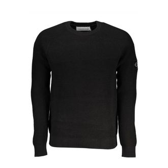 Calvin Klein Baumwoll-Rundhalspullover mit Logo-Detail - - Knitwear - Herren - Schwarzk - XL