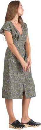 Le Temps Des Cerises Robe Longue Croft Kaki &agrave; Motif Fleuri