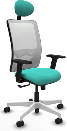 Piqueras y Crespo B&uuml;rostuhl mit Netzr&uuml;ckenlehne mit 2D-Armlehnen, h&ouml;henverstellbarer Lendenwirbelst&uuml;tze und festem Kopfteil, ausgestattet mit Sincro 3 Positionen und Sc