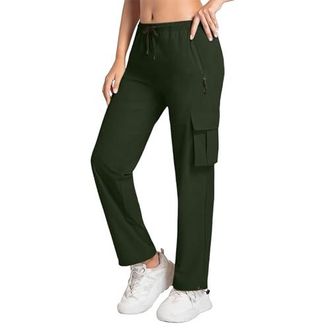 Generic Pantalon de randonn&eacute;e pour femme - Pantalon cargo imperm&eacute;able et &eacute;lastique - Pantalon de jogging cargo - Taille haute - Pantalon de trekking - S&eacute;chage