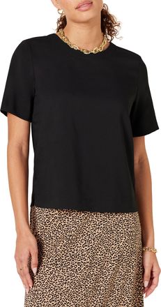 Amazon Essentials Damen Georgette-Top mit kurzen Ärmeln und normaler Passform, Schwarz, XXL