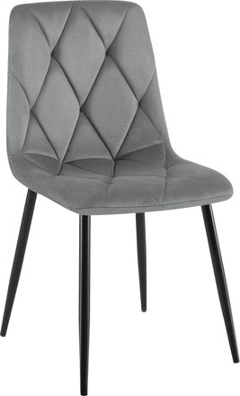 Clp Esszimmerstuhl gepolstert Clairton, Küchenstuhl mit gestepptem Bezug, mit schwarzem Metallgestell, bis 150 kg belastbar, Farbe:dunkelgrau, Material:Sa