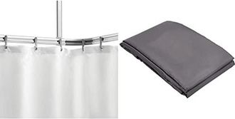 Sealskin Komplett Set Easy Roll Duschvorhangstange, Farbe: Chrom-matt, Duschvorhanghalterung zur individuellen Montage auf Maß, Aluminium & Textil Duschvorhang