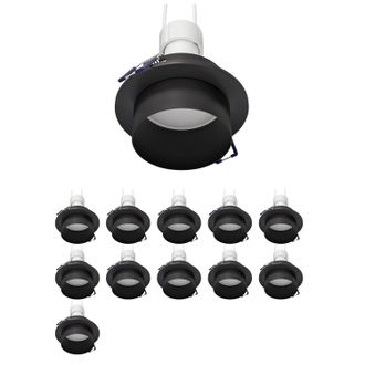 LEDs Com 12 St&uuml;ck Deckeneinbaurahmen KRON, rund, schwarz matt, inkl. GU10 LED 500lm, warmwei&szlig;, 3-Stufen-Dimmer