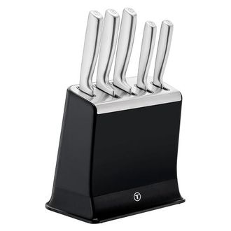 T-fal EverSharp Pro 5-teiliges Messer-Set mit selbstsch&auml;rfendem Messerblock, patentierte Sch&auml;rftechnologie, deutscher rostfreier Edelstahl, Schwarz, K2976S0